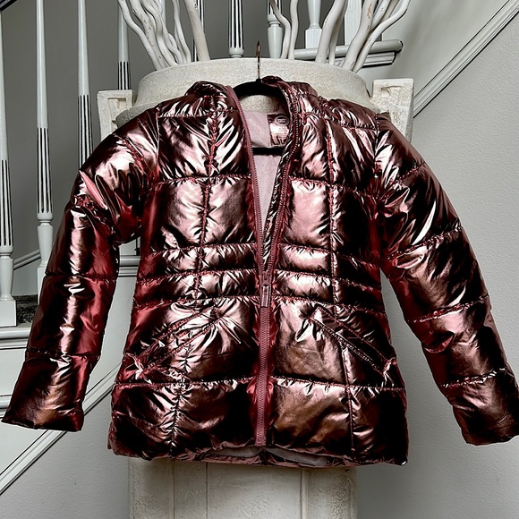 Jackets & Coats | New Gorgeous Rose Pink Metallic Puffer Jacket Fleece ...